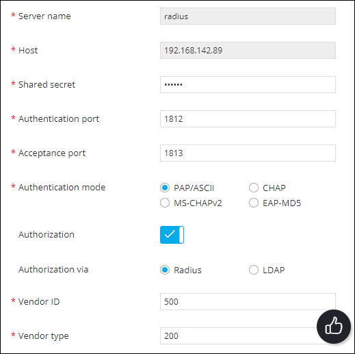 Configuring the RADIUS Configuration