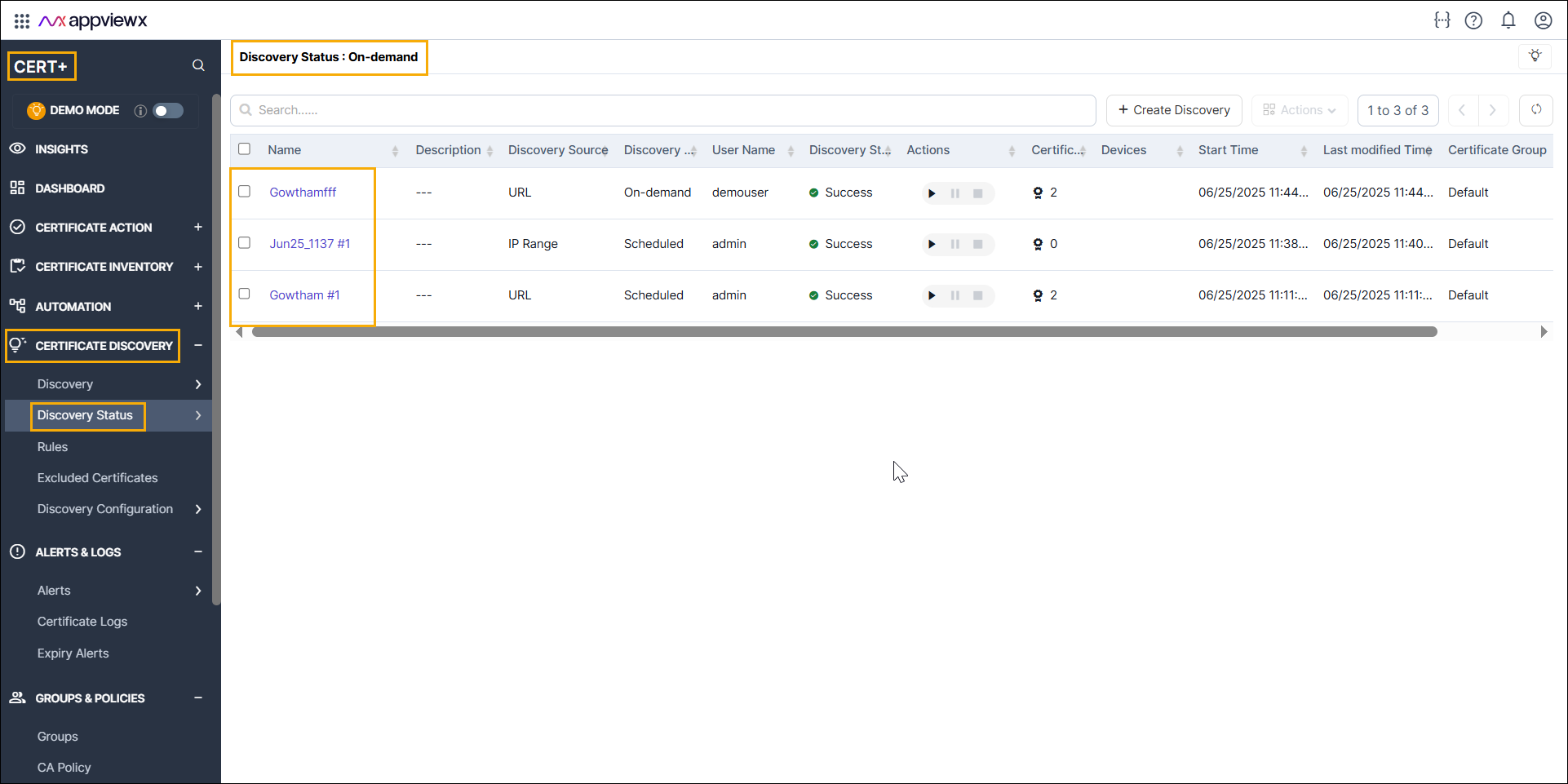 Accessing the Discovery Summary Dashboard